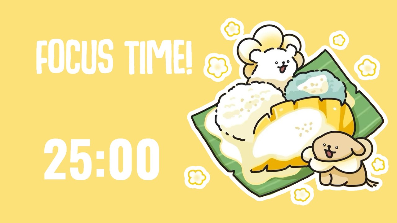 2-hour lunch puppy study session | 25/5 Pomodoro Countdown ⏱️ ...