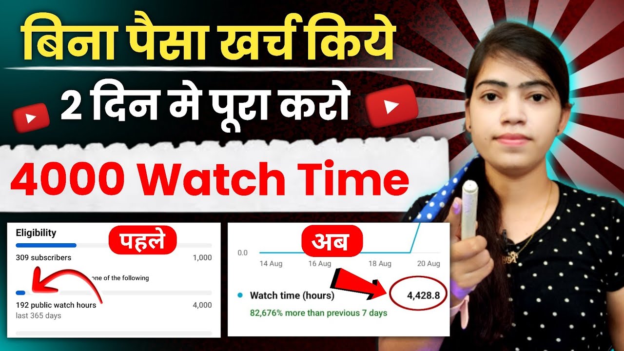 watch time kaise badhaye | youtube watch time kaise badhaye | 4000 ...