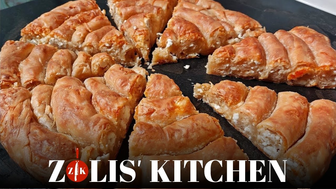 Cheese pie recipe with feta cheese and handmade pie sheet - YouTube