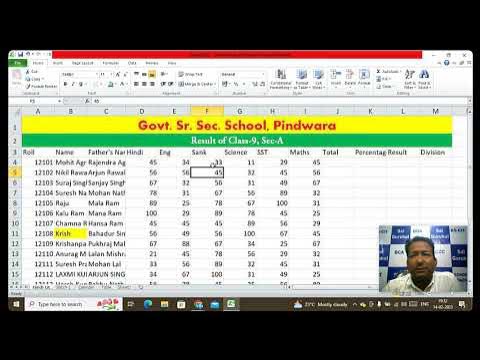MS-Excel | Part-2 | How to create marksheet in excel | filters | sorting | Merge Cell | Division ...