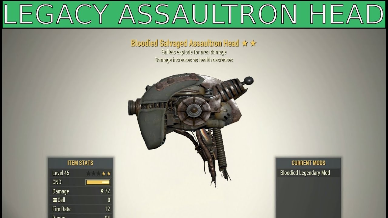 Explosive Assaultron Head - Legacy memorial - YouTube