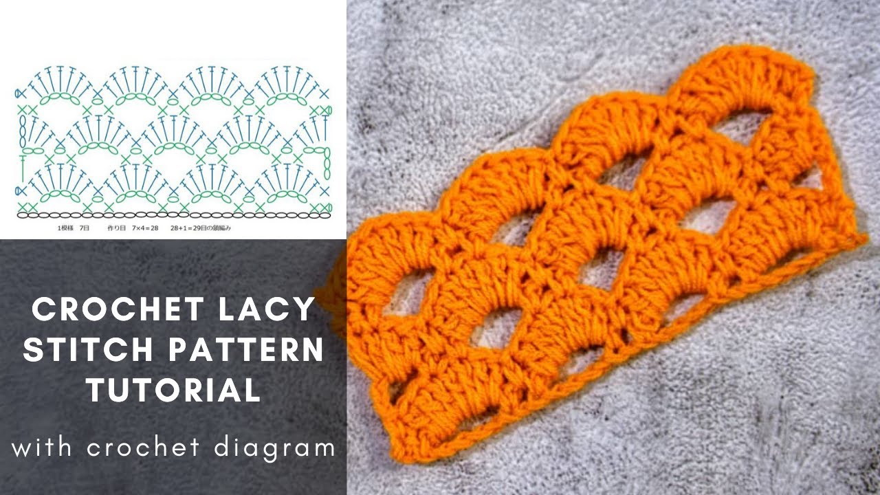 CROCHET LACY STITCH PATTERN WITH CROCHET DIAGRAM | crochet an easy lacy ...