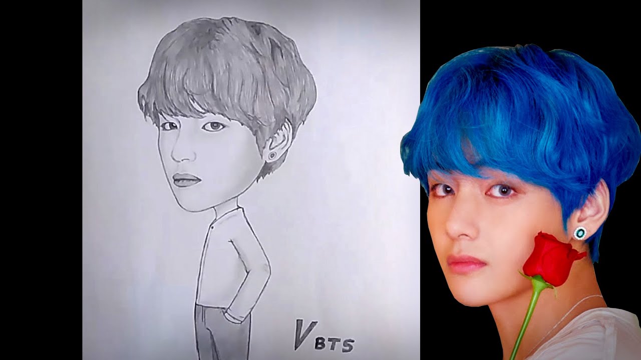 Drawing BTS V (Kim Taehyung) Chibi - How To Draw, Speed Drawing - YouTube