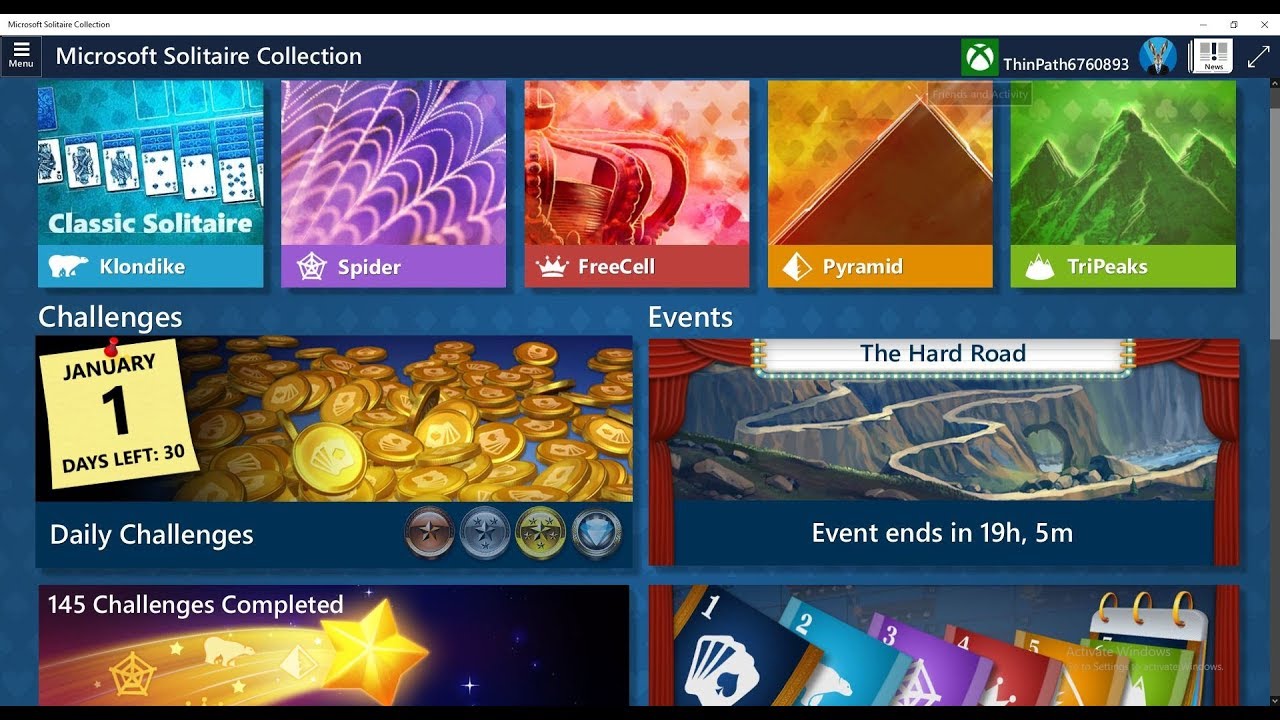 'Microsoft Solitaire Collection' Challenge 01/01/2019 - YouTube