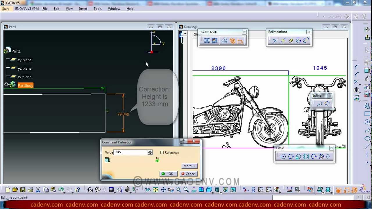 Setting up blueprints for harley davidson 04 in Catia v5 by apply ...