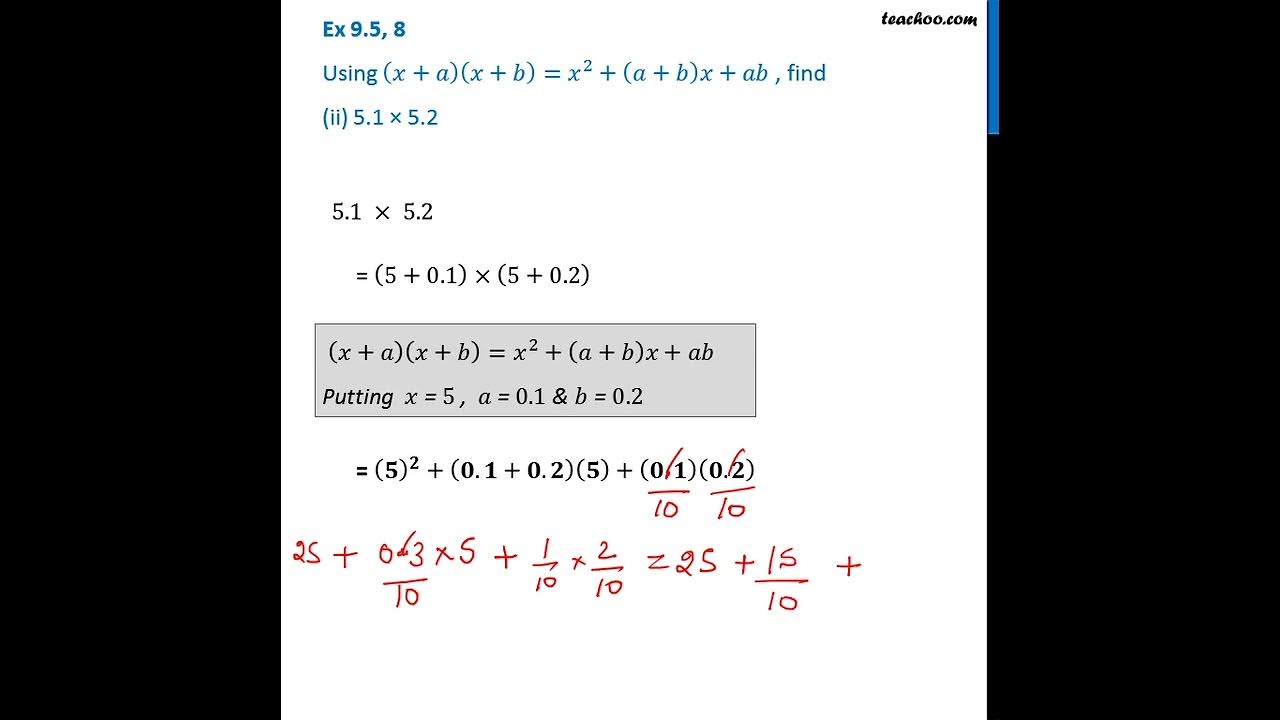 Using (x + a) (x + b) = x^2 + (a + b) x + ab, find (ii) 5.1 × 5.2 - Teachoo - YouTube