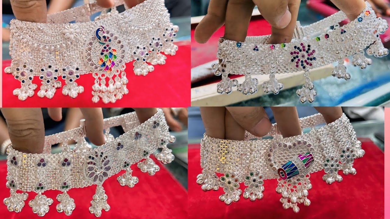 silver pajeb have collection चांदी का भारी बाजेब. Dulhan Payal jhalar ...