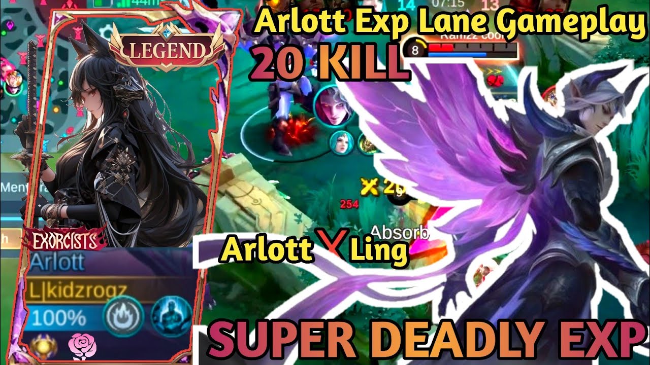 20Kill!!Arlott Exp Lane Gameplay||Ini Cara Saya Melawan Ling ...