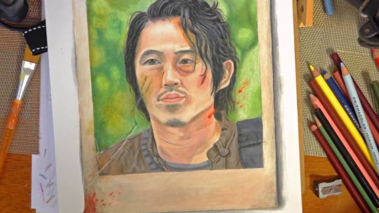 Hyperspeed Drawing of a Grunge Polaroid of Glenn Rhee from The Walking ...