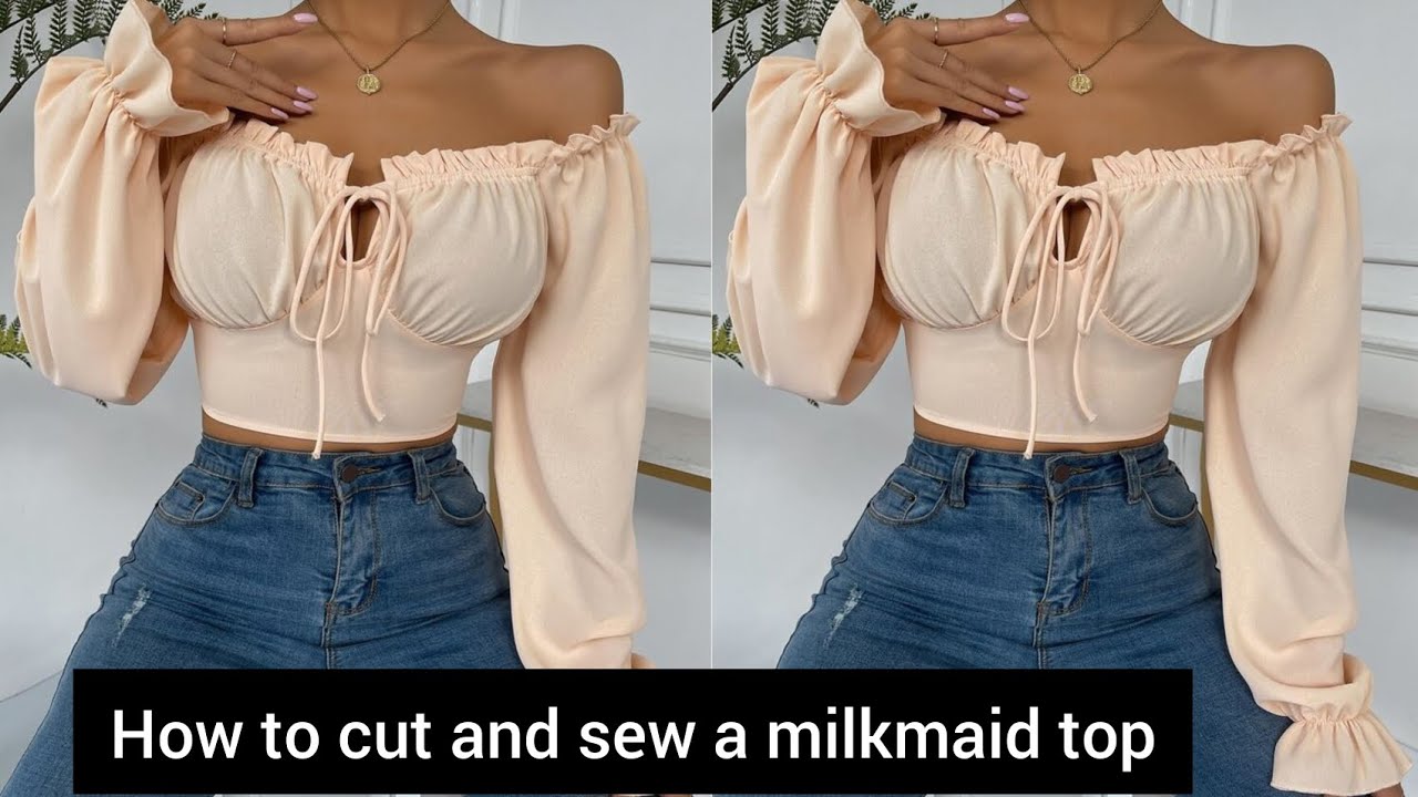 DIY milkmaid crop top// Detailed cutting and sewing.. #beginners ...