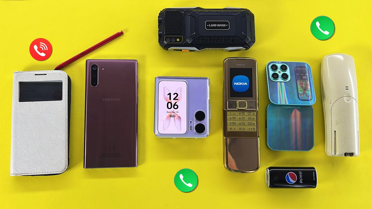 Samsung S4 Calling On OPPO Flip + Nokia 8800 + Pepsi Phone + Samsung S8 ...