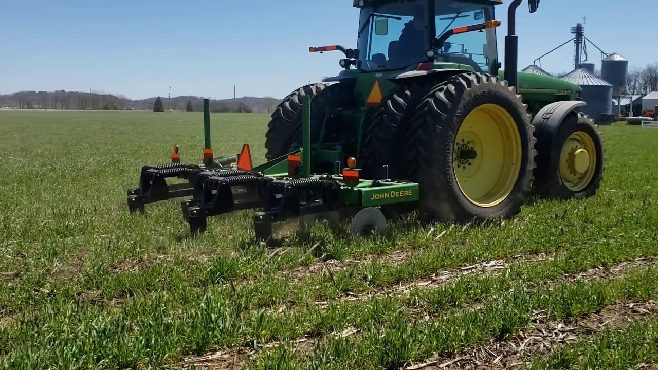 John Deere 8400 and 2100 deep ripper - YouTube
