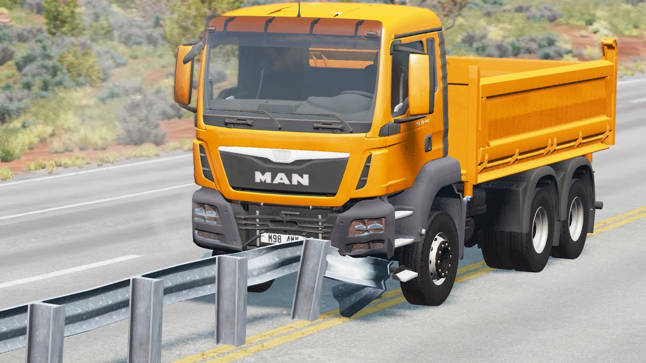 Cars vs Guardrail #2 – BeamNG.Drive - YouTube