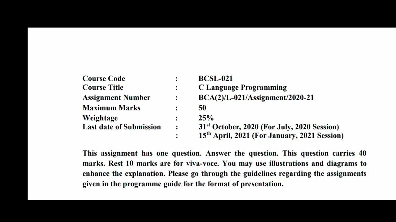 ignou BCSL-021 Solved assignment C Language programming Lab PDF file - YouTube