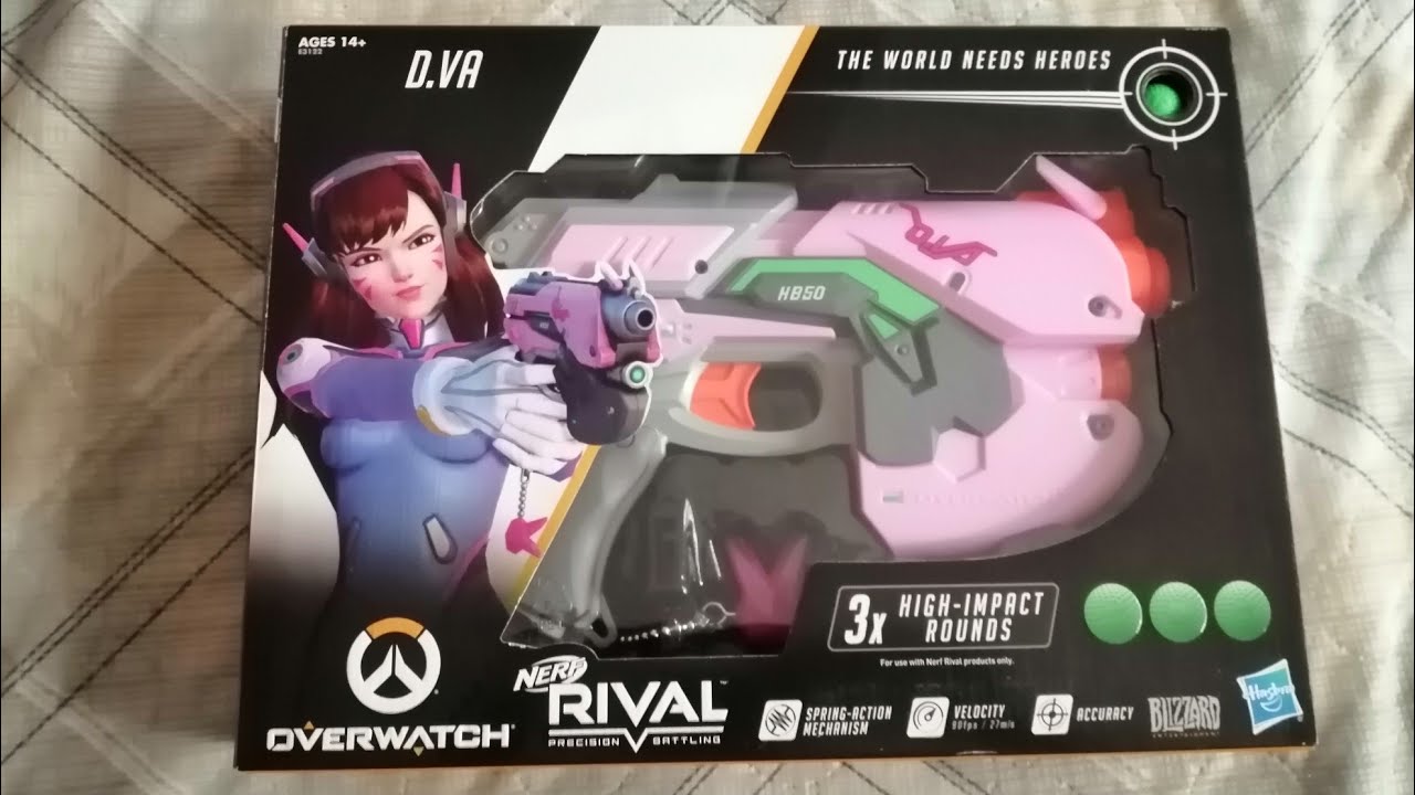Nerf Rival Overwatch D. Va Blaster Kronos Rosa HB50 Pink Unboxing - YouTube