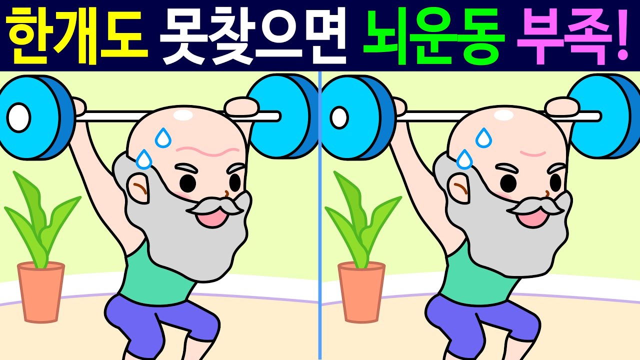 【틀린그림찾기두뇌개발】💚인지능력테스트 두뇌훈련 뇌 건강 집중력 피지컬 100 키우기 치매초기 60대는 한개도 못찾는 차이점 틀린그림 3개 찾기관찰력【다른그림찾기