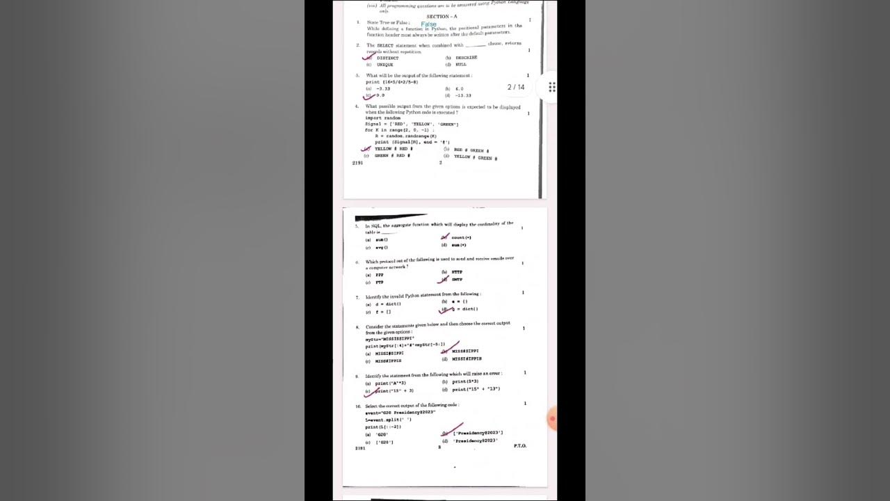 Class 12 CS Answer Key- 02-04-24 ||Sakshi Puniani #sakshipuniani # ...