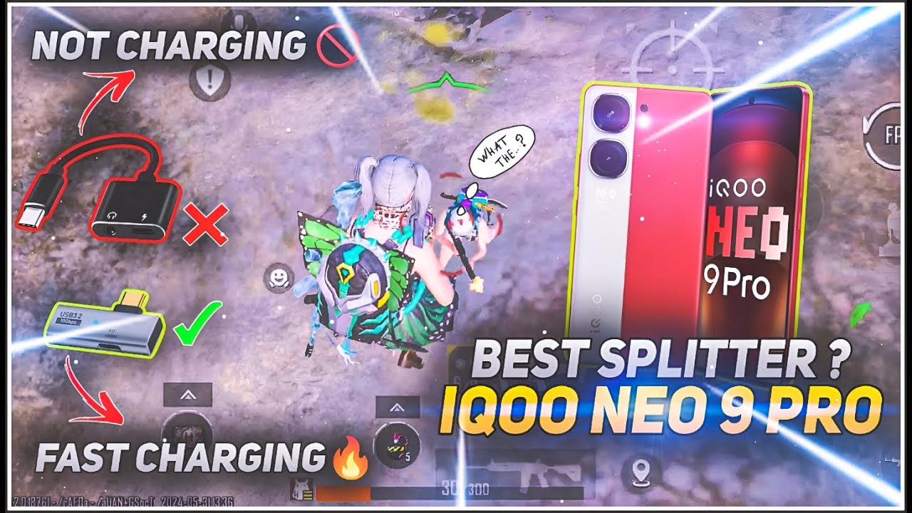 Type C Splitter For IQOO Neo 9 Pro With PD Fast Charging For PUBG ...