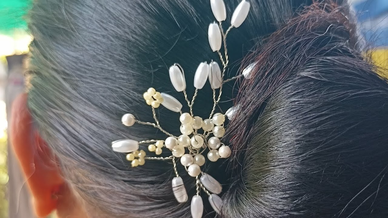 How to make Beads and wire hair broach/ easy hairstyle broach DIY ...