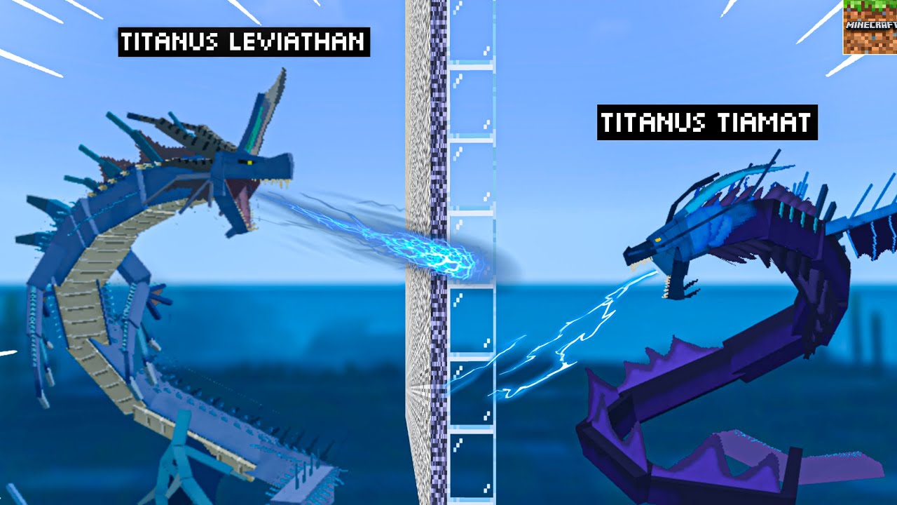 Titanus Leviathan Vs Titanus Tiamat water Battle In Minecraft - YouTube
