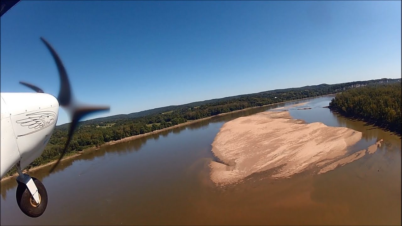 Takeoff and landing from river island sandbar - YouTube