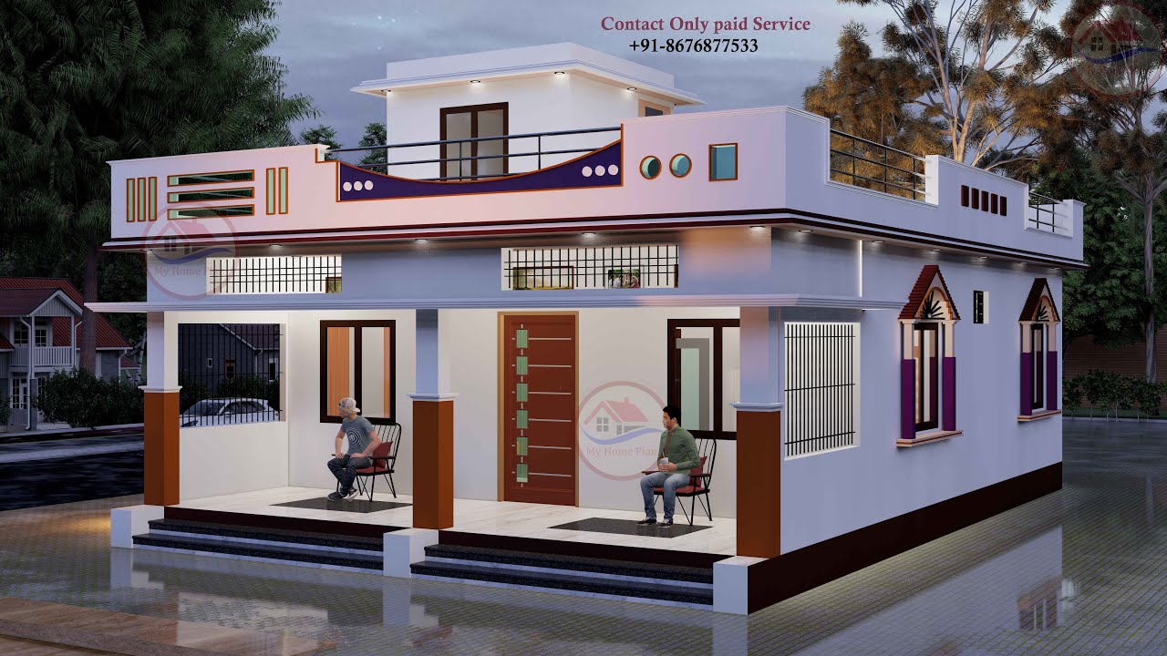 28x40 Ghar ka Design II Village Home Design II Ghar ka plan with 2Bhk ...