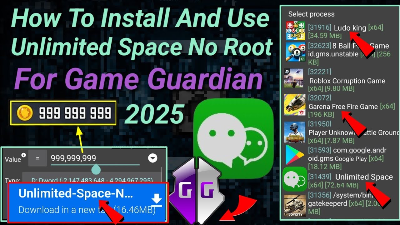 How To Install And Use Game Guardian in Unlimited Space No Root Any Android || 2025 - YouTube