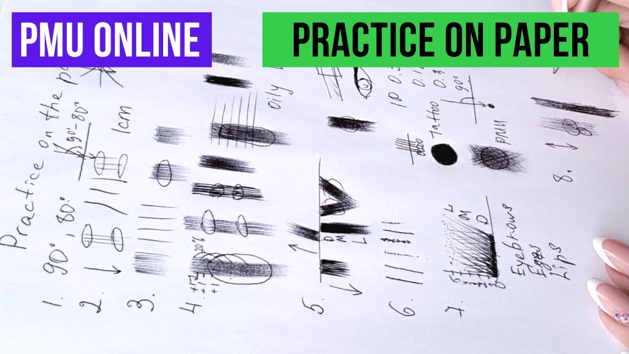 Permanent makeup tutorial. Practice on paper - YouTube