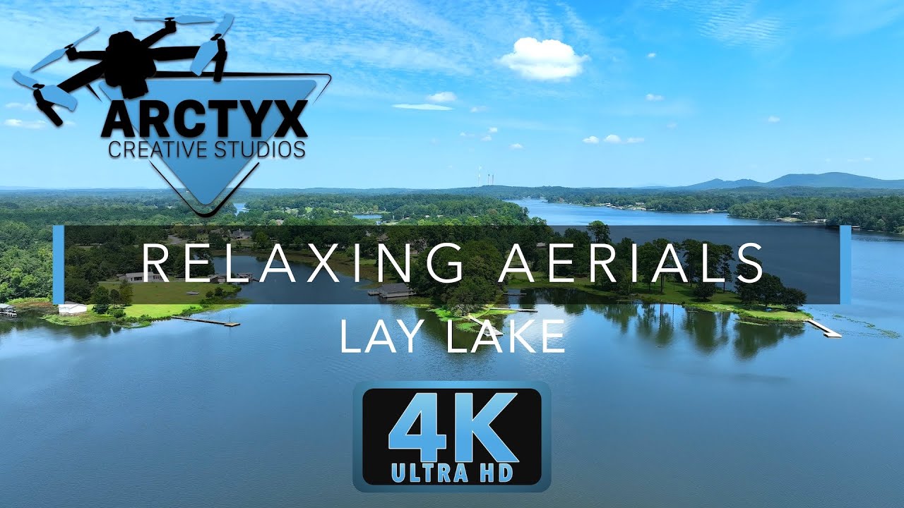 [Relaxing Aerials] Exploring Beautiful Lay Lake with Uplifting Music ...