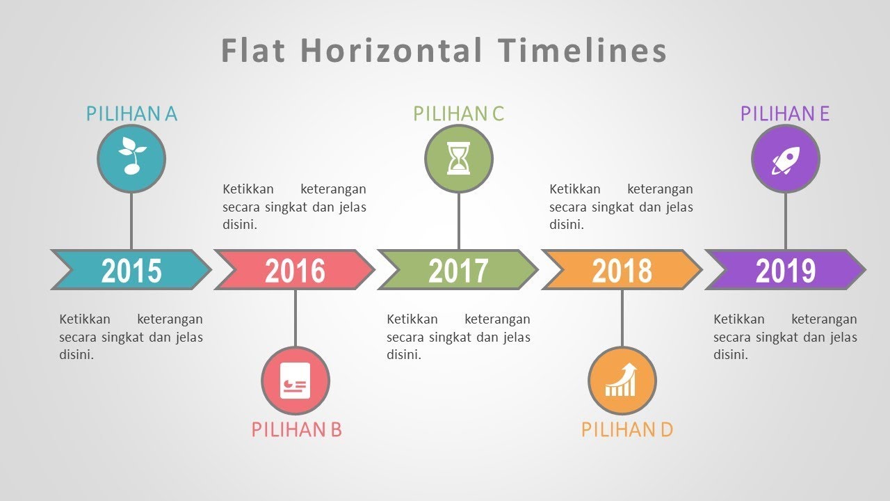 Desain Slide Presentasi Flat Horizontal Timelines di Powerpoint - YouTube