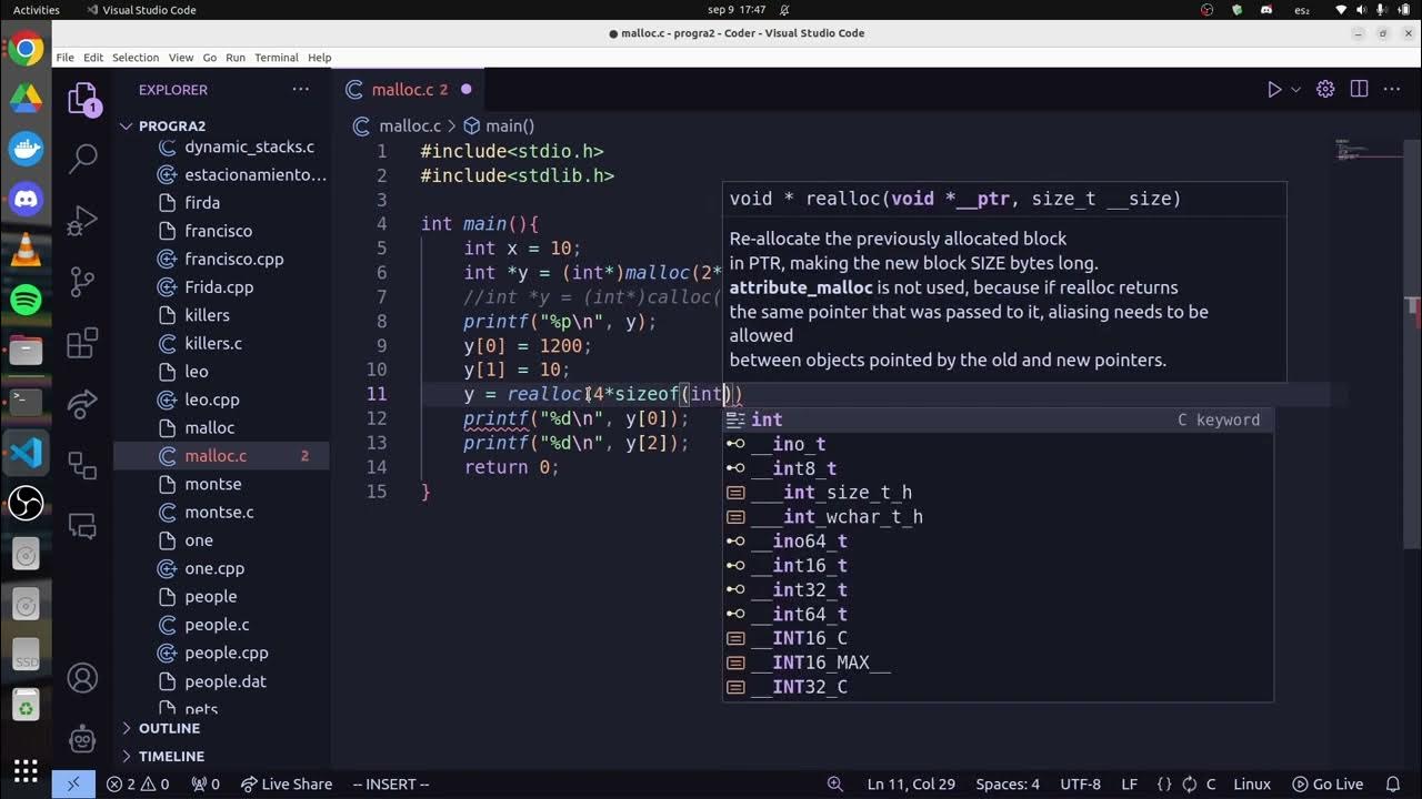 Uso de realloc en C - YouTube