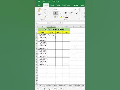 Excel for fresher Excel tutoring || Excel for beginners Job interview Get Day Month Year Name ...