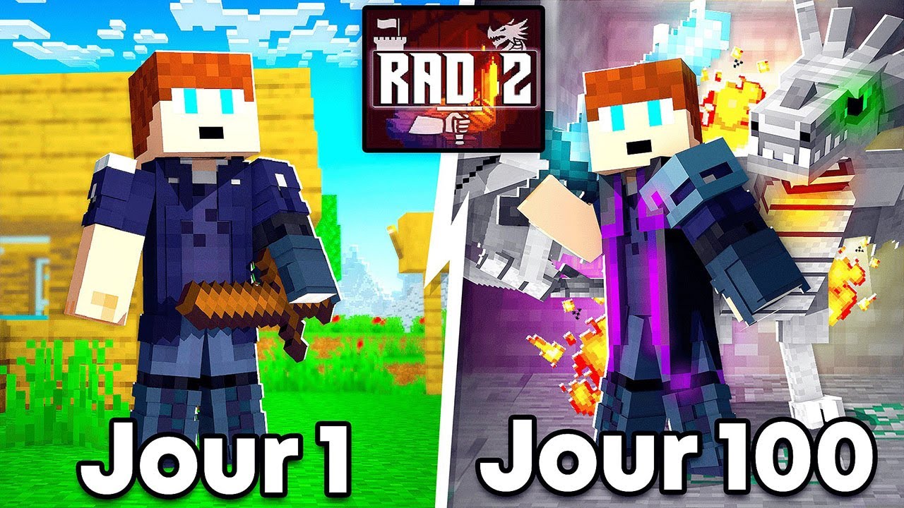 J'AI SURVECU 100 JOURS sur MINECRAFT RPG RAD 2... - YouTube