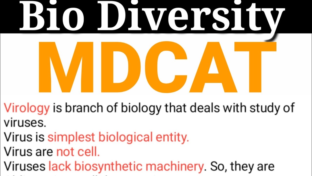 Biodiversity (Acellular Life) | MDCAT Preparation | Biology | Lecture ...