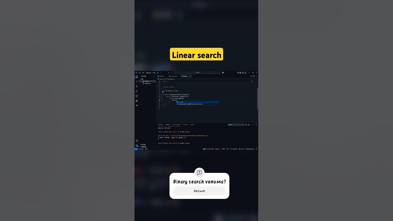 Linear Search Algorithm Javascript Linearsearch Algorithms Coding Codingforbeginners Youtube