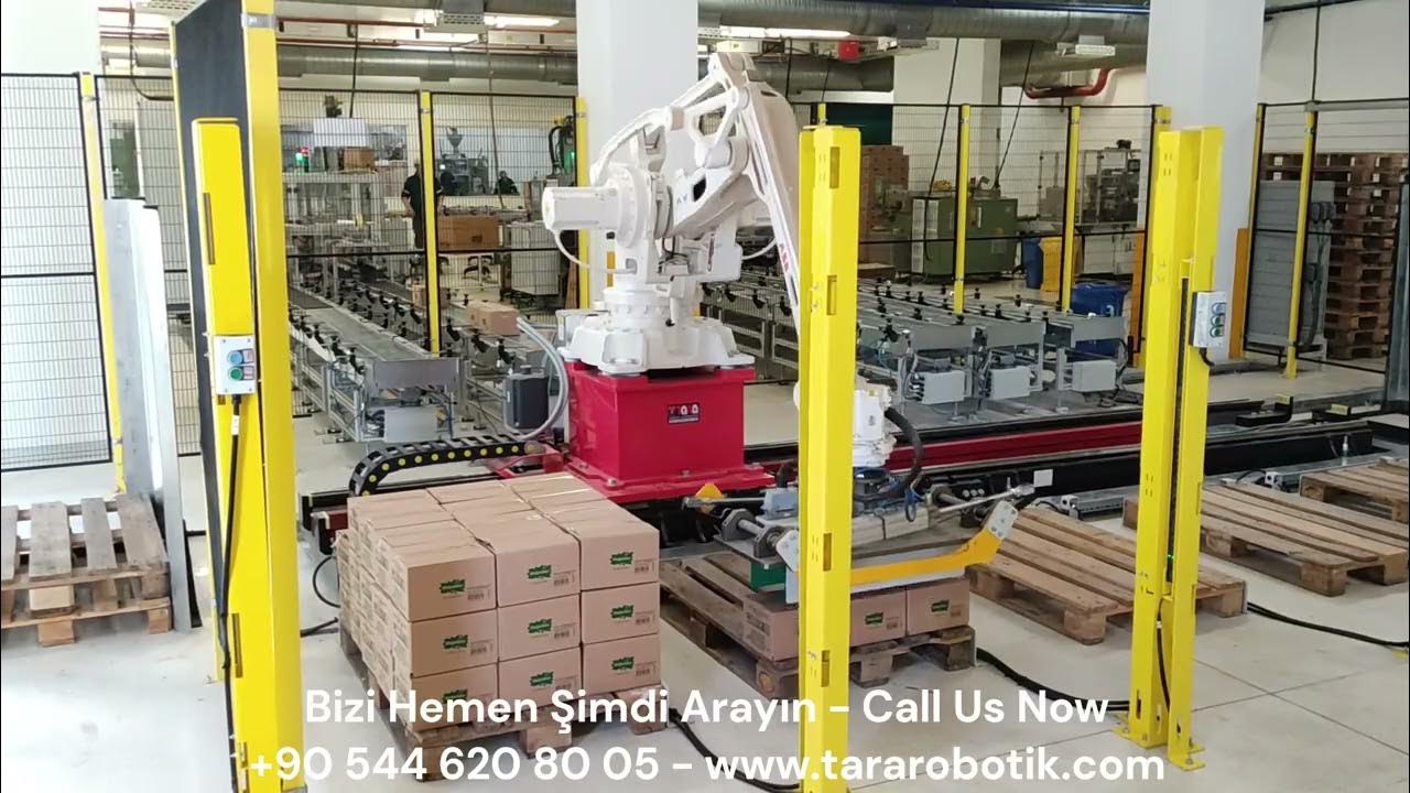 FULLY AUTOMATIC ROBOTIC PALLETIZER SYSTEM FOR PALLETIZING THE BOXES WITH LINEAR SLIDER UNIT ...