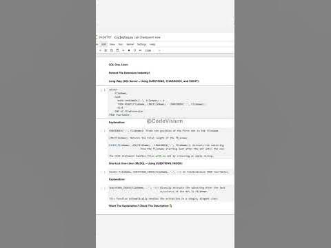 ⚡ SQL One-Liner: Extract File Extension Instantly! #SQL, #DataScience, #SQLShorts - YouTube