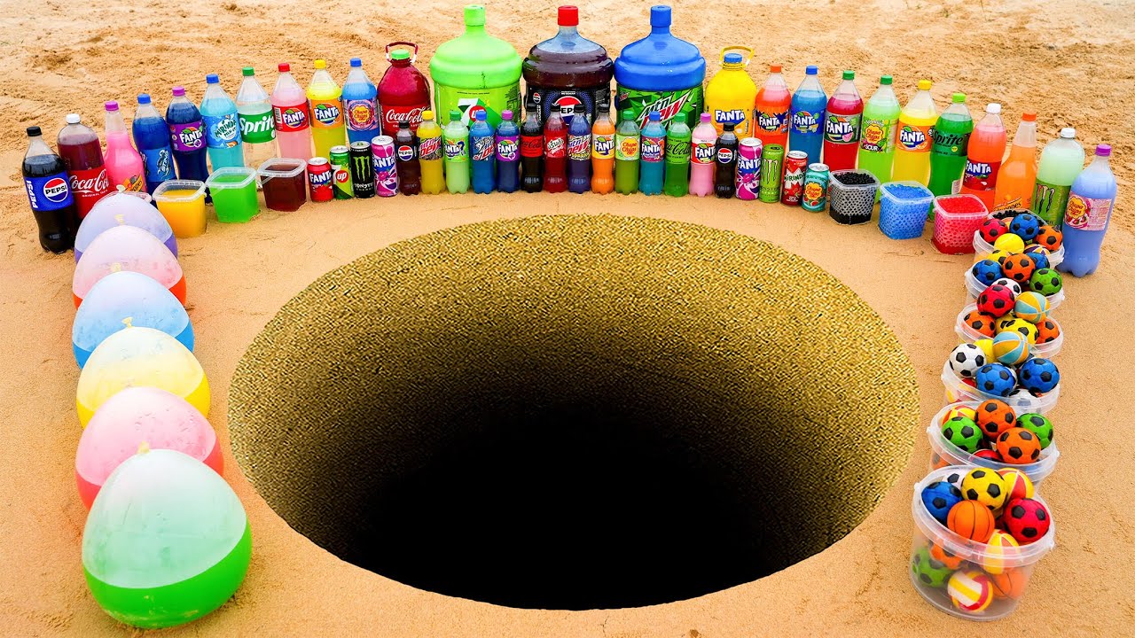 Giant Toothpaste Eruption from Underground, Giant Pepsi, Mtn Dew, Fanta ...