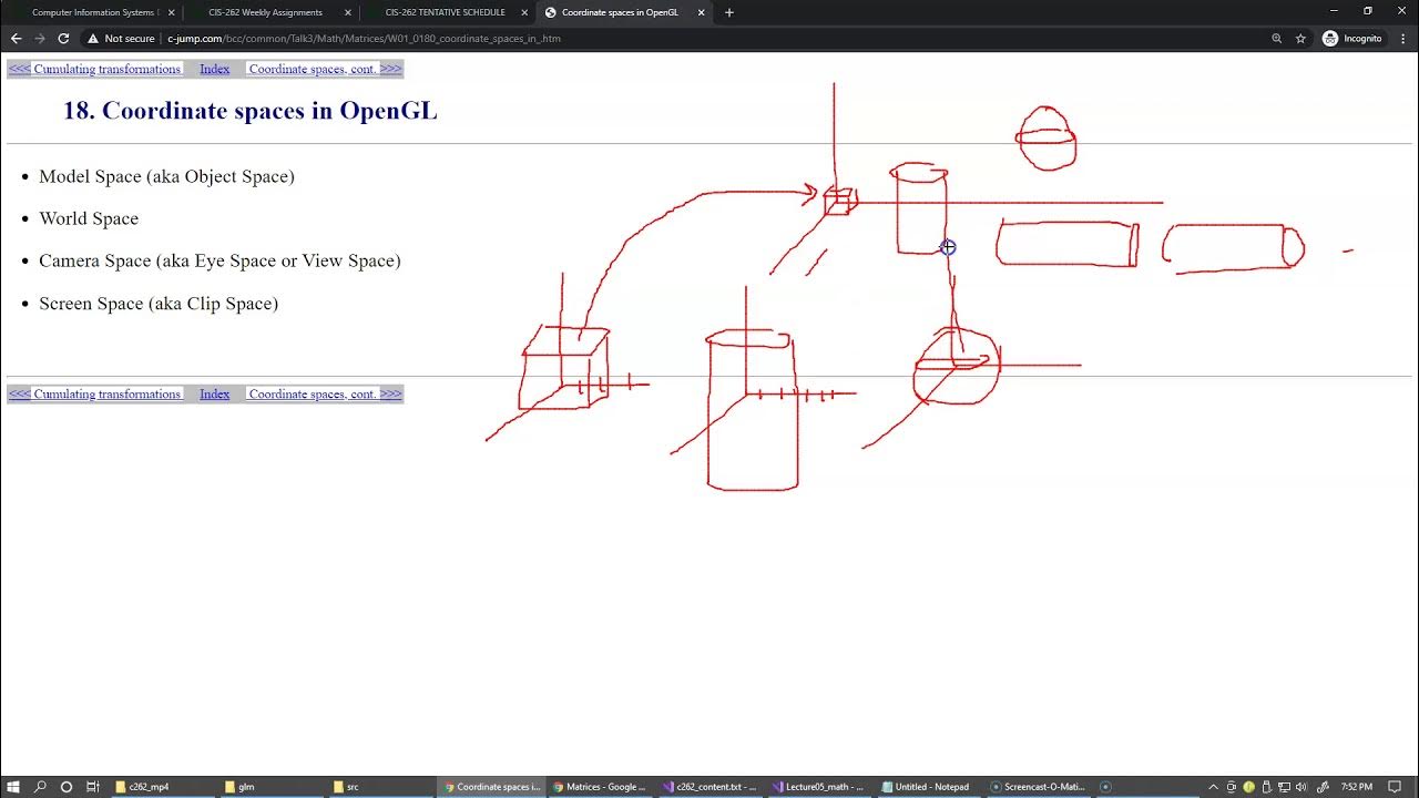 5.19 Coordinate spaces in OpenGL - YouTube