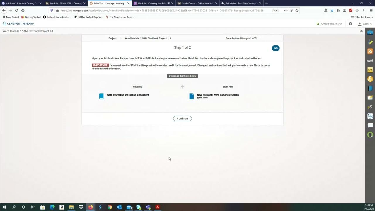 Module 1 Creating and Editing a Document - Textbook Project 1.1 Part I ...