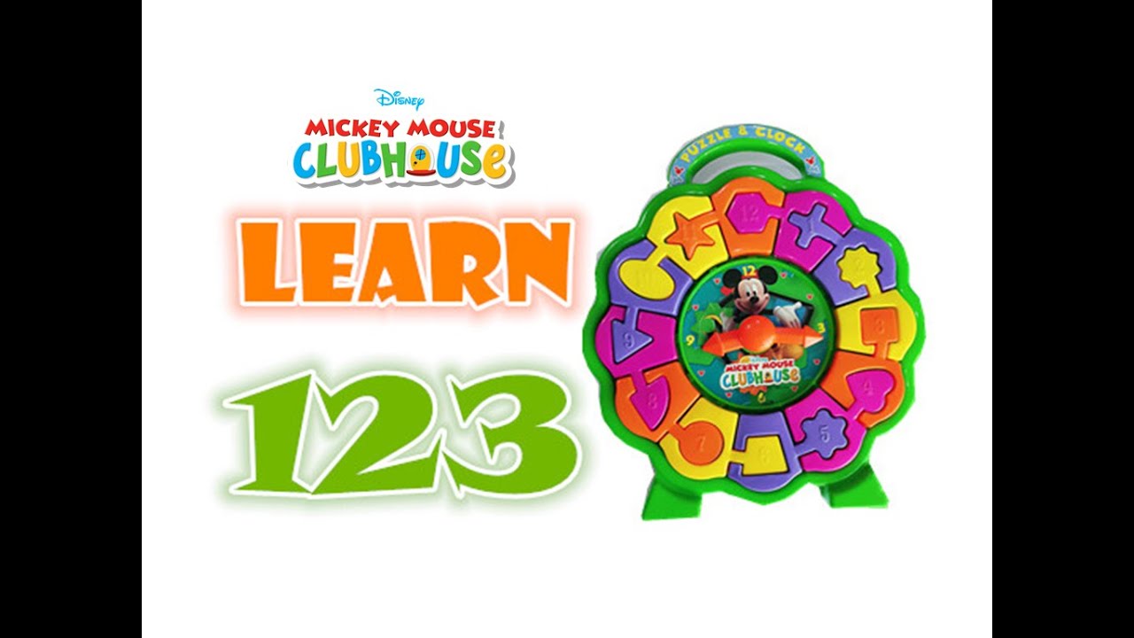 Mickey Mouse ClubHouse CLOCK with Numbers, Shapes and Colours - YouTube