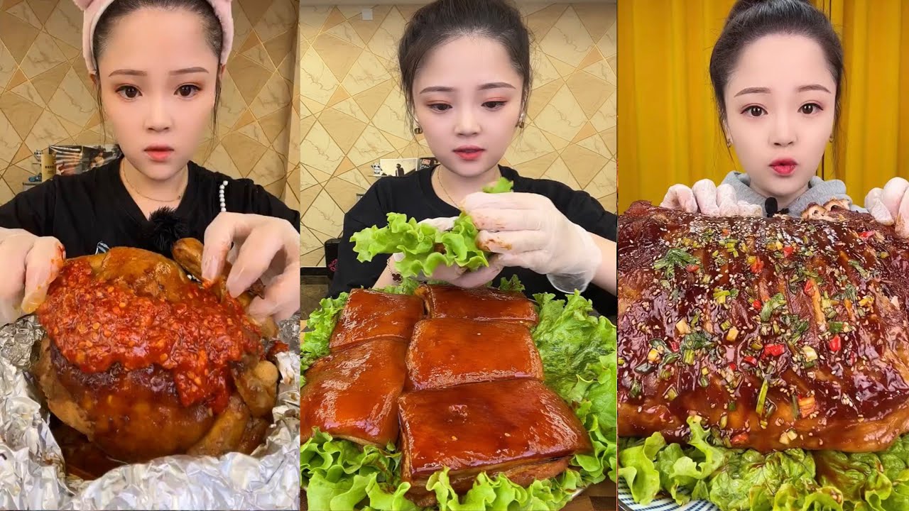 ASMR MUKBANG | Red Braised Pork Belly "Eat Meat with Big Mouthfuls Asmr ...