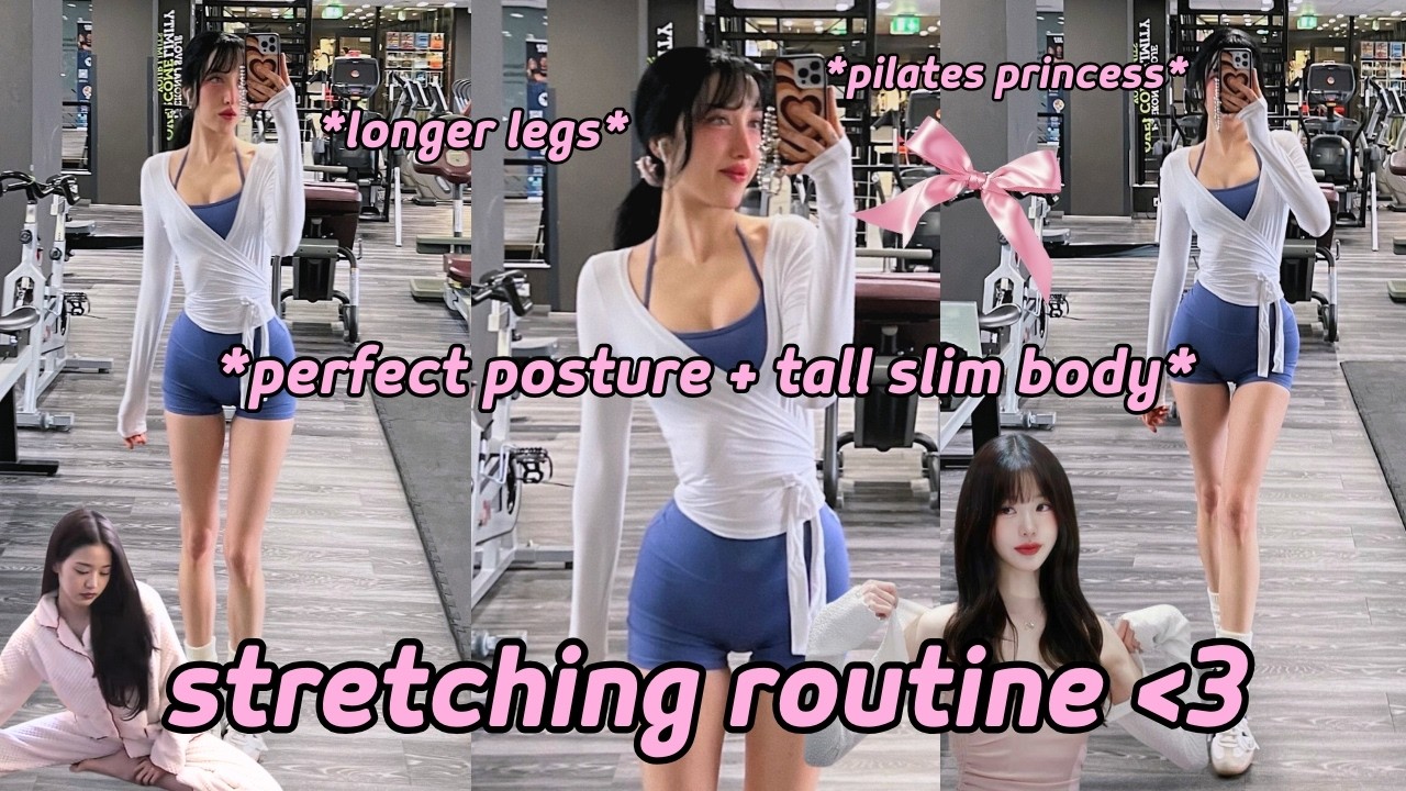 my daily 10 min IT GIRL stretching routine 🎀 168/48kg *look taller & slimmer in 2 weeks* 장원영 ...