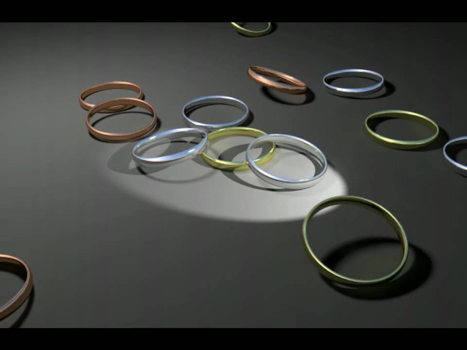 Falling rings built in Blender rigid body physics and ray traced in ...