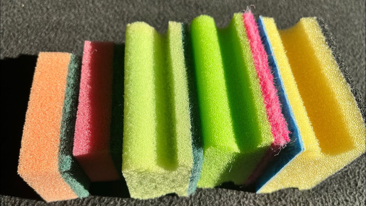 Damp kitchen sponges ripping [ASMR] - YouTube