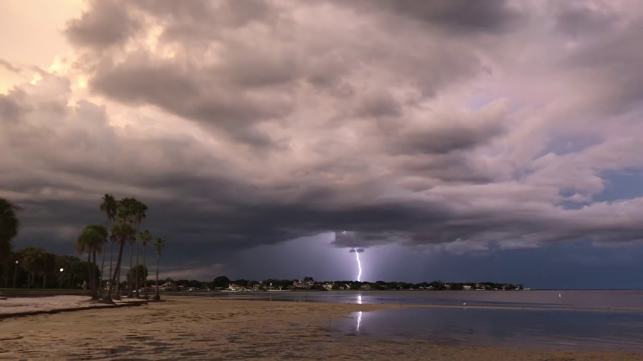Thunderstorm Lightning Storm Clouds Over Tampa Bay North Shore Park St. Petersburg August 20 ...