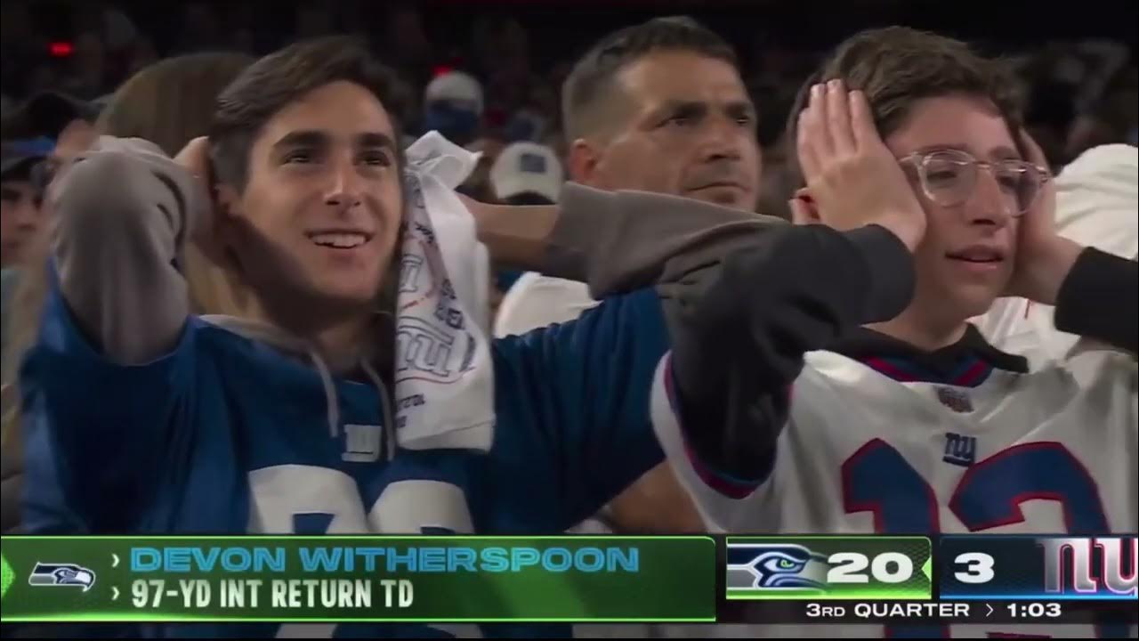 Devon Witherspoon 97 Yard Pick Six Touchdown on Daniel Jones | Seahawks vs Giants - YouTube
