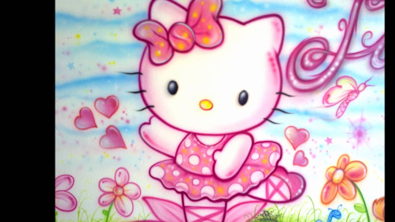 Aerografia en una habitacion de una hello kitty paso a paso - Airbrush ...
