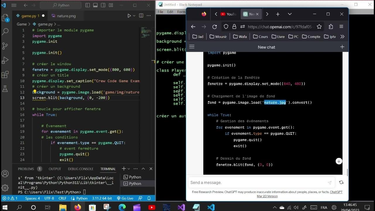 Créer un game avec pygame 2# - YouTube