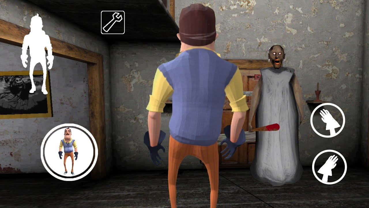 Playing as Hello Neighbor in Granny Old House | Granny Killed | Door ...